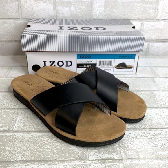 Izod | Shoes | Izod Black Alyssa Slide On Sandals | Poshmark